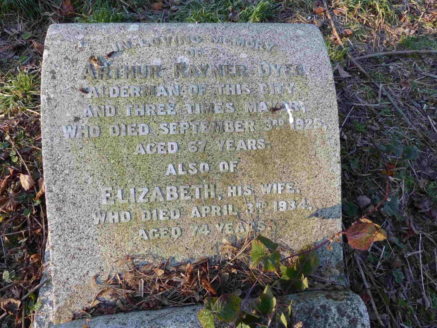 Aurthur Rayner Dyer 3 times mayor of Winchester – St Giles Hill Graveyard